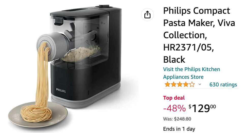 Amazon Canada Deals: Save 48% on Philips Compact Pasta Maker + 32% on ...